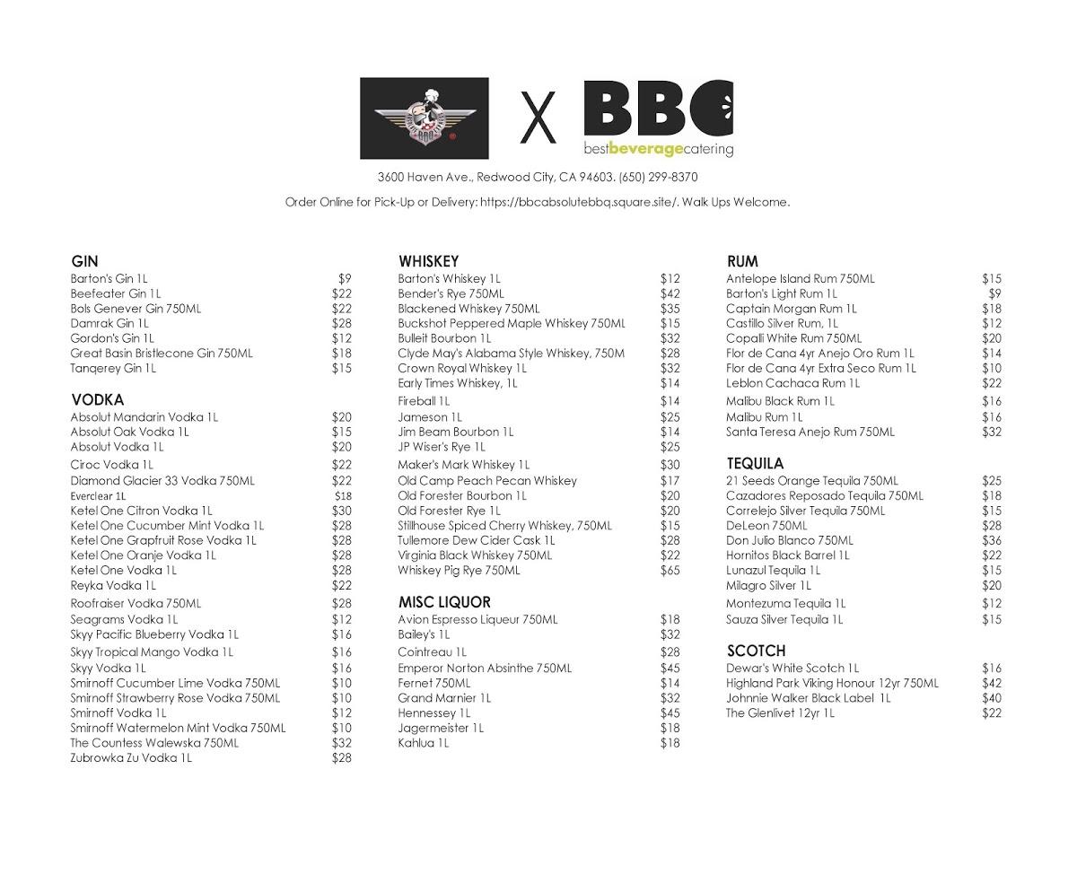 Menu at Absolute Barbecue Co, Redwood City