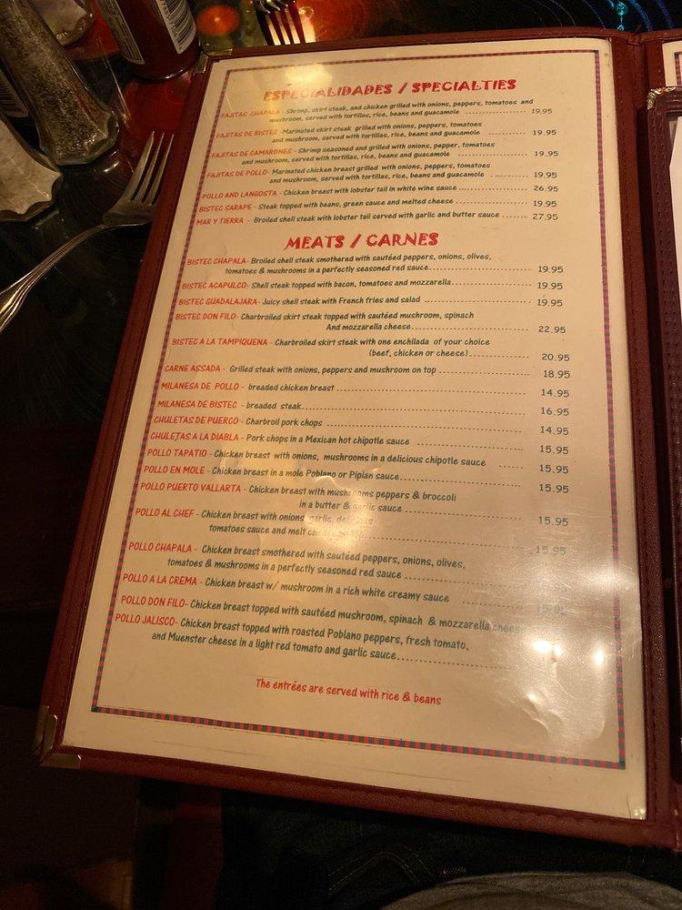 Menu at Chapala Grill restaurant, New Windsor
