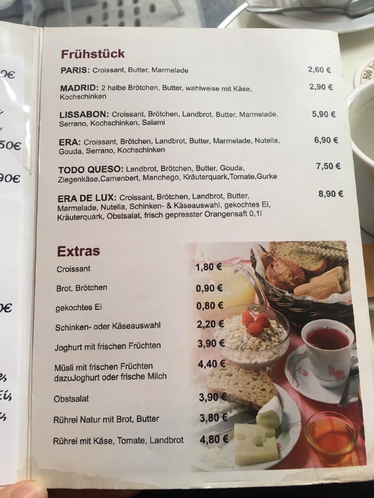 Speisekarte von era cafe & bar, Köln