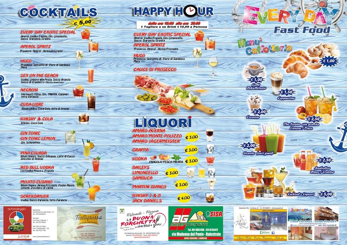 Menu at Every Day Fast Food- coffee bar, Balestrate
