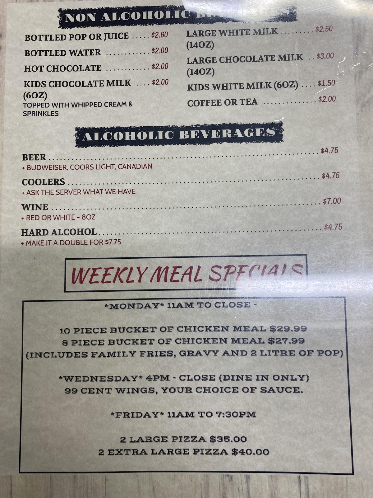 Menu at Feedlot Cafe, DeBolt