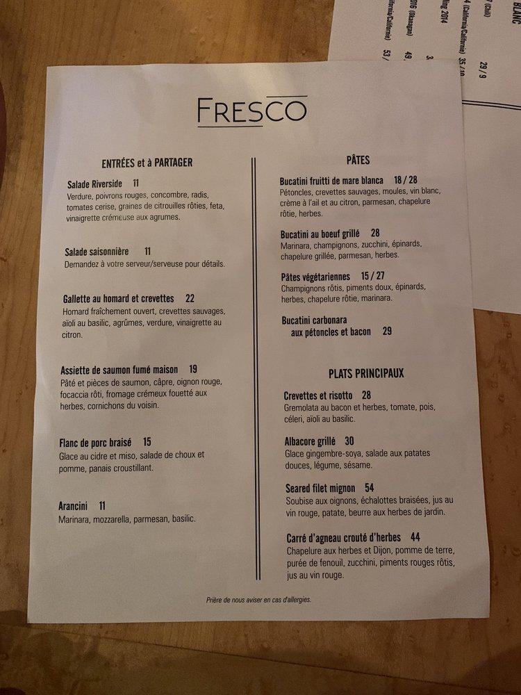 Carta del postres Fresco Kitchen, Bathurst