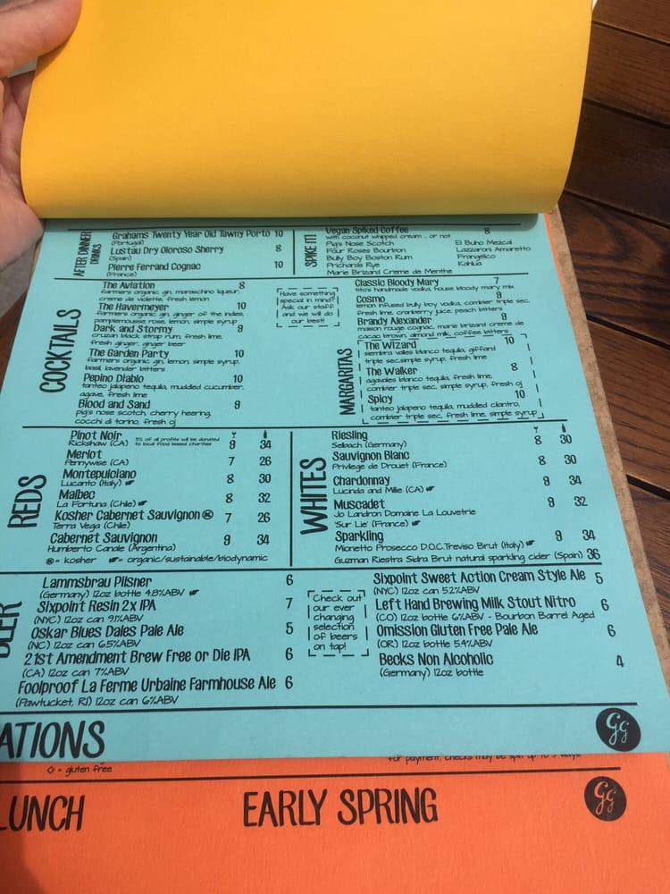 Menu at Garden Grille restaurant, Pawtucket, 727 East Ave