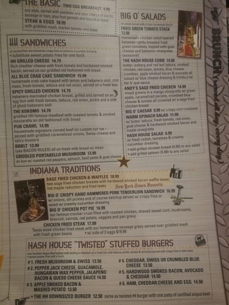 Menu at Hash House A Go Go restaurant, Orlando