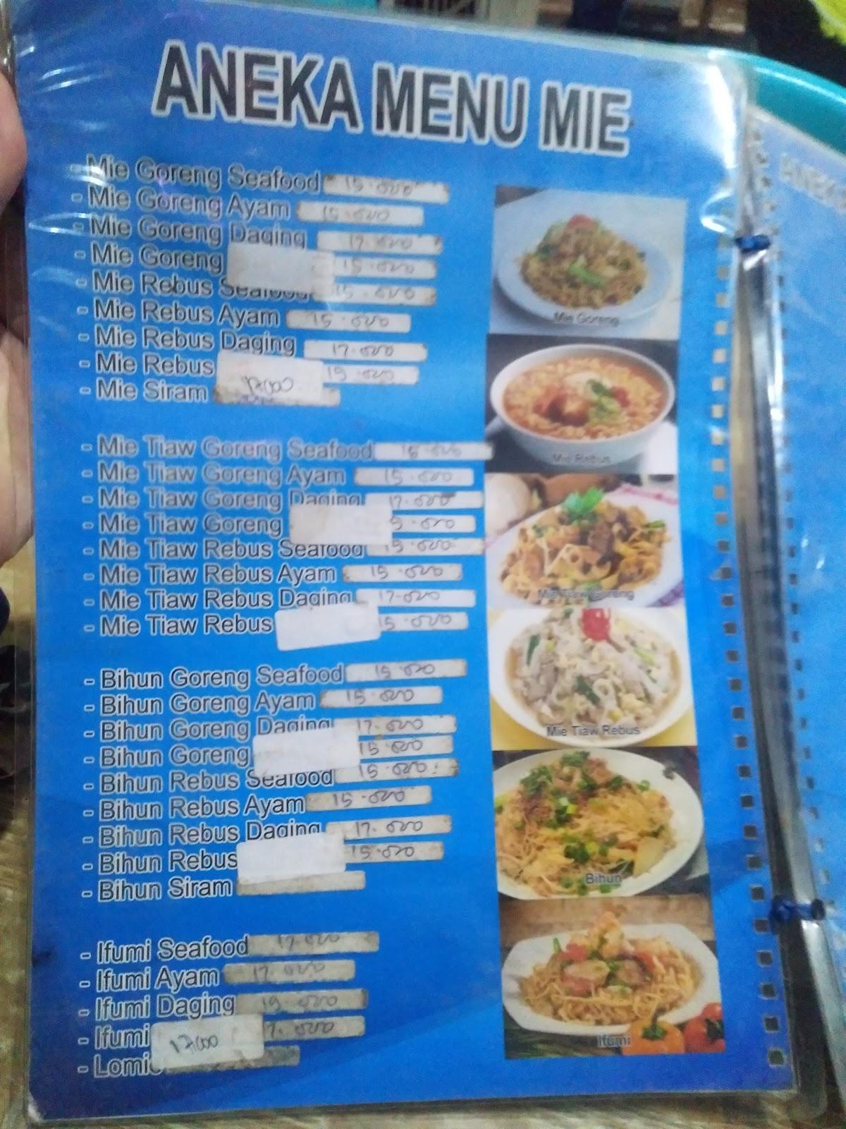 Menu at Hidangan Minang restaurant, Pontianak