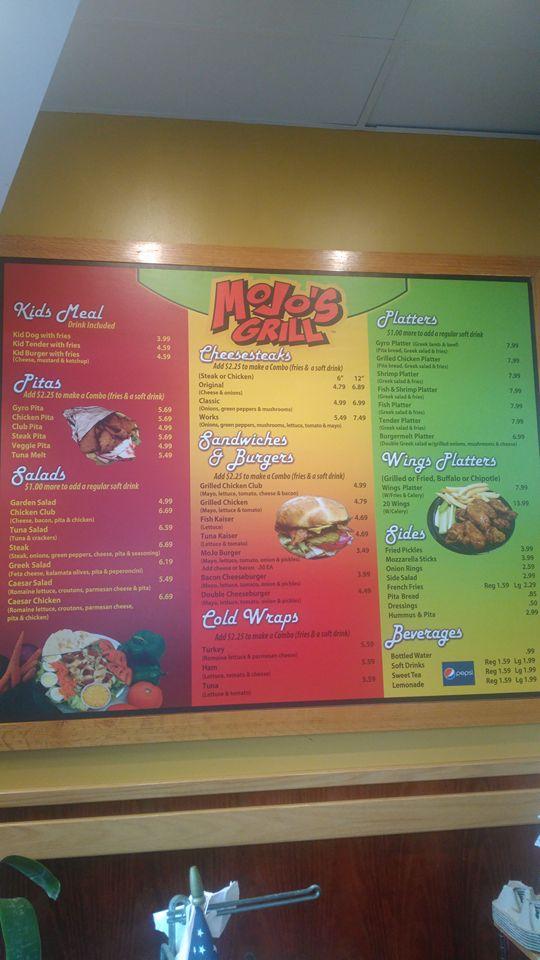 Menu at Mojo's Grill pub & bar, Garner, Timber Dr