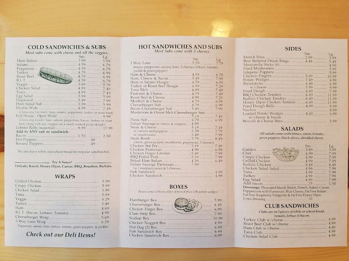 Menu at Parkside Variety restaurant, Oxford