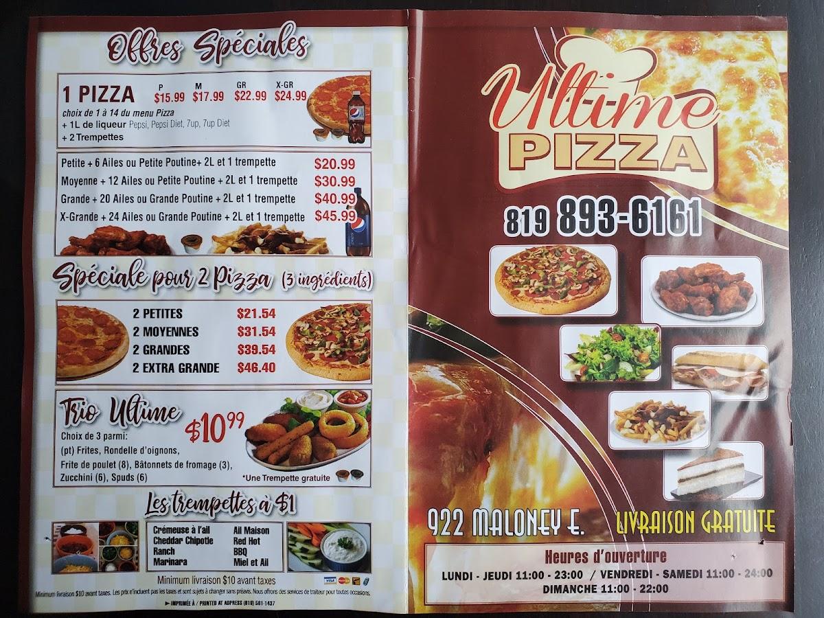 Menu at Ultime Pizza pizzeria, Gatineau