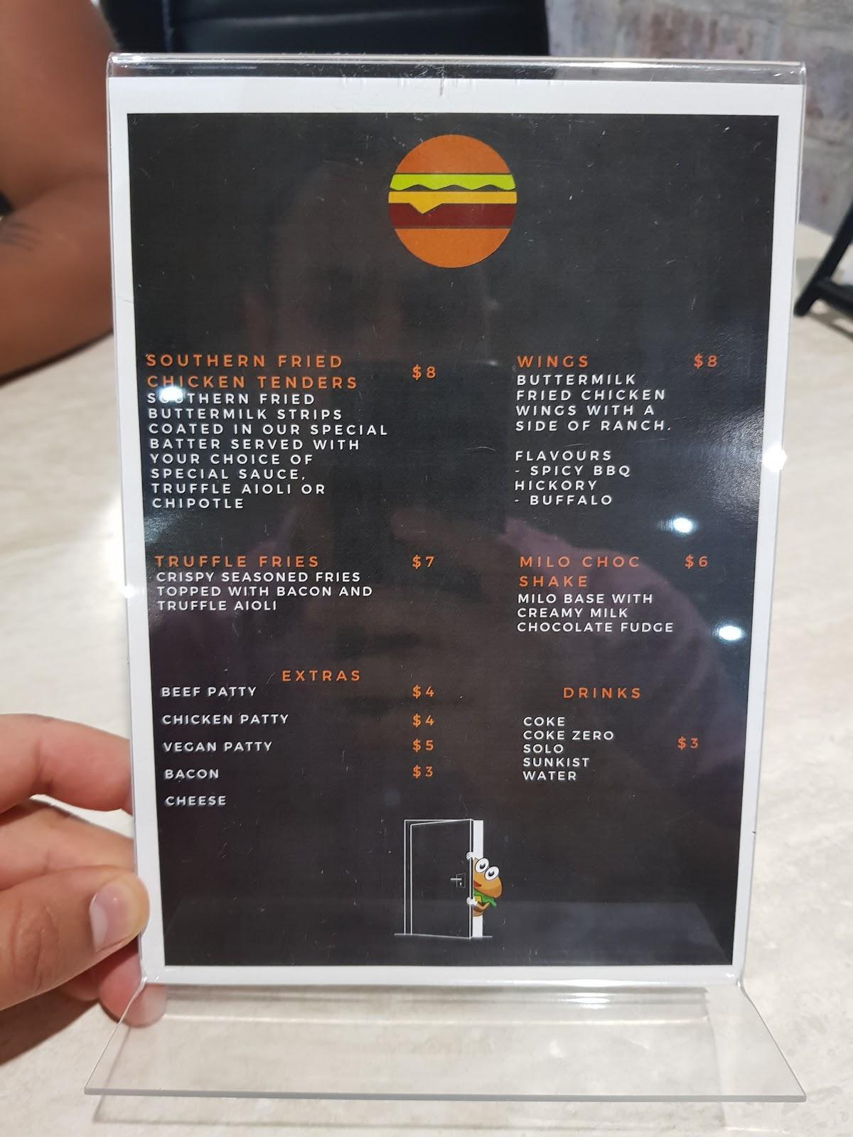 Menu at Burger Room restaurant, Blacktown