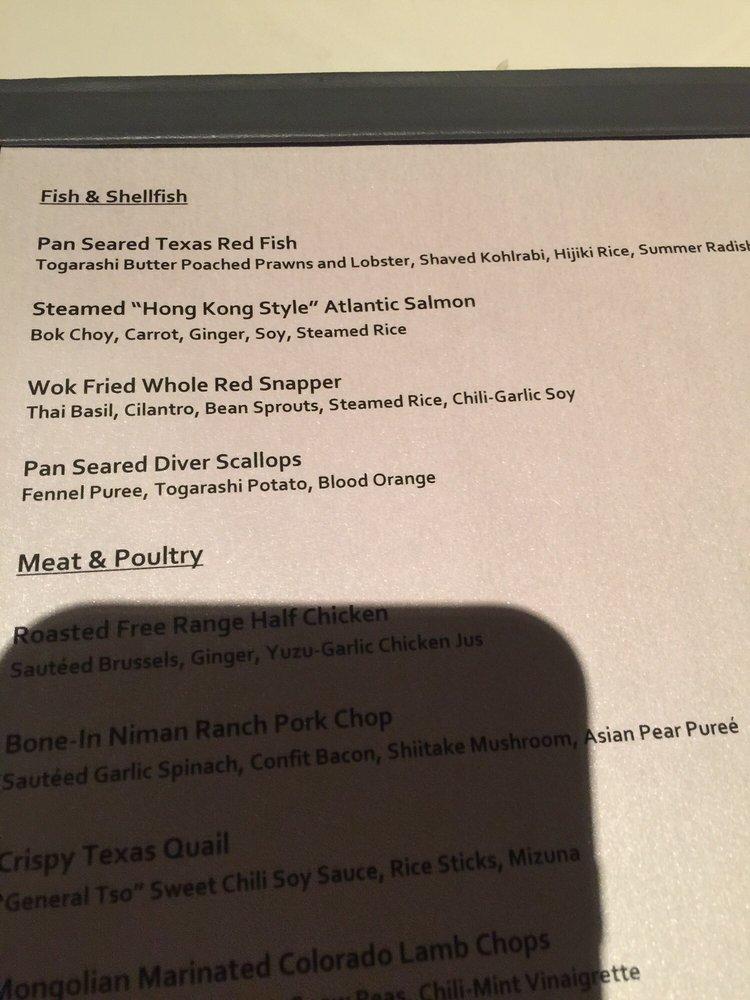 Menu at Five Sixty by Wolfgang Puck restaurant, Dallas