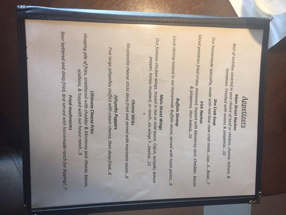 Menu at Main Street Grille pub & bar, Walterboro