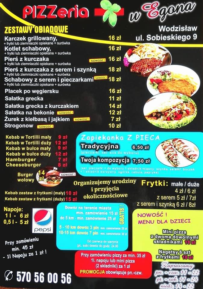 Menu at u Egona Pub & Pizzeria, Wodzislaw