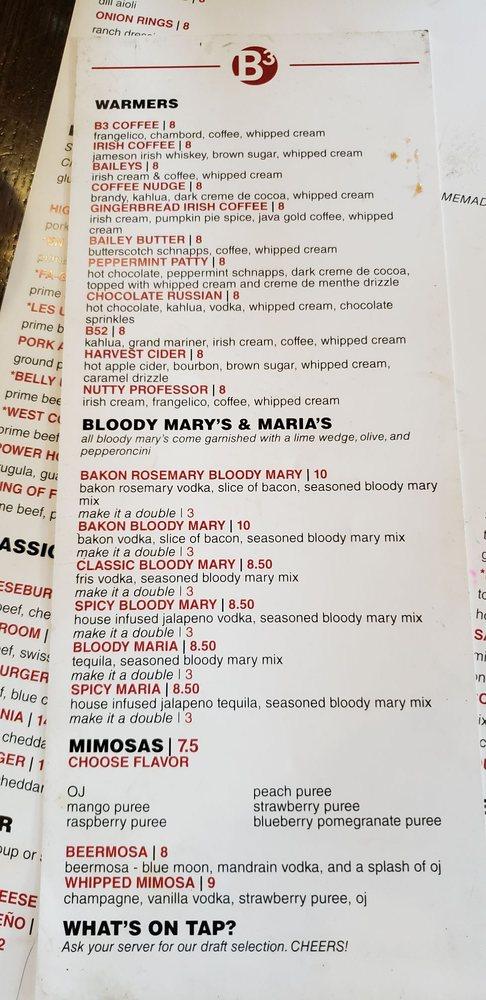 Menu at B3 Breakfast & Burger Bar, Lynnwood
