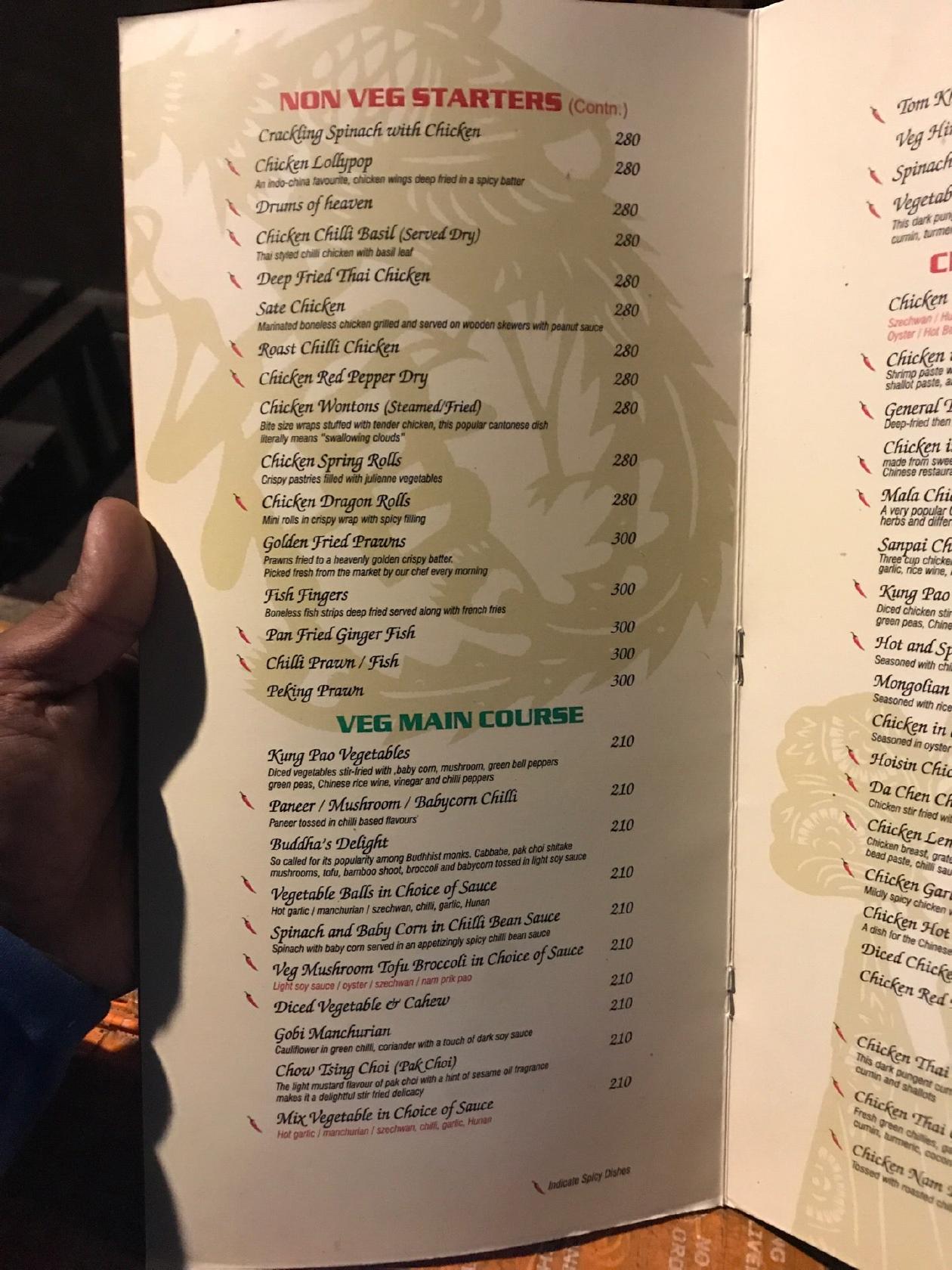 Menu at Chung Wah OPUS, Bengaluru, 1 8th Main Road