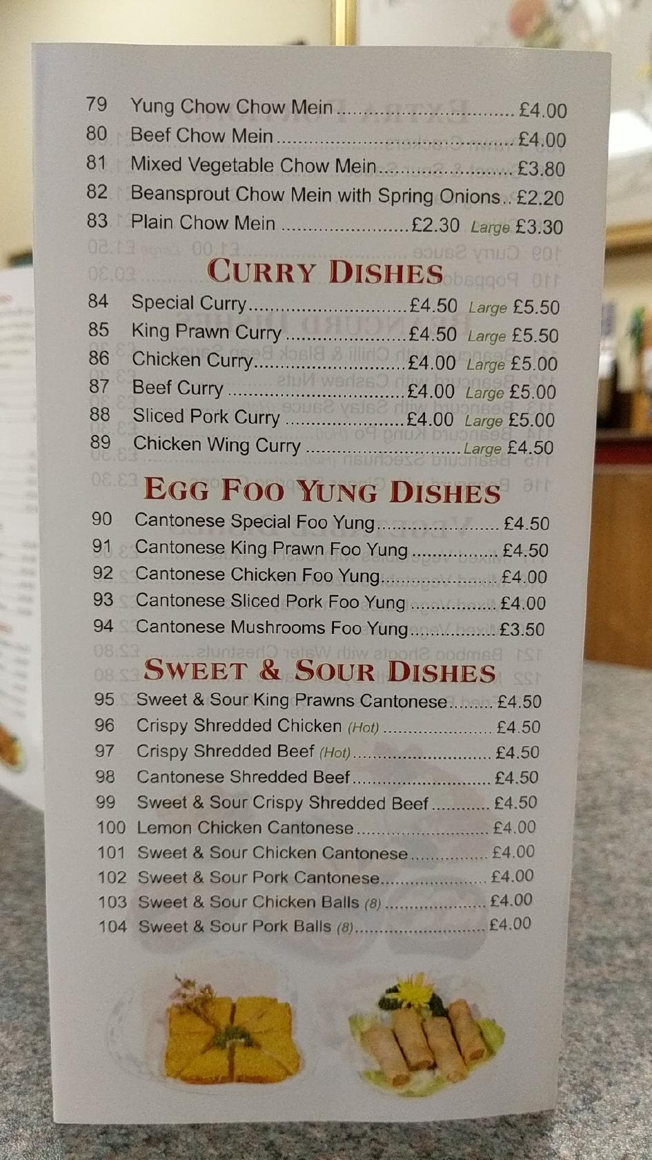 Carta de comida rápida Golden House, Cardiff, 4 Upper