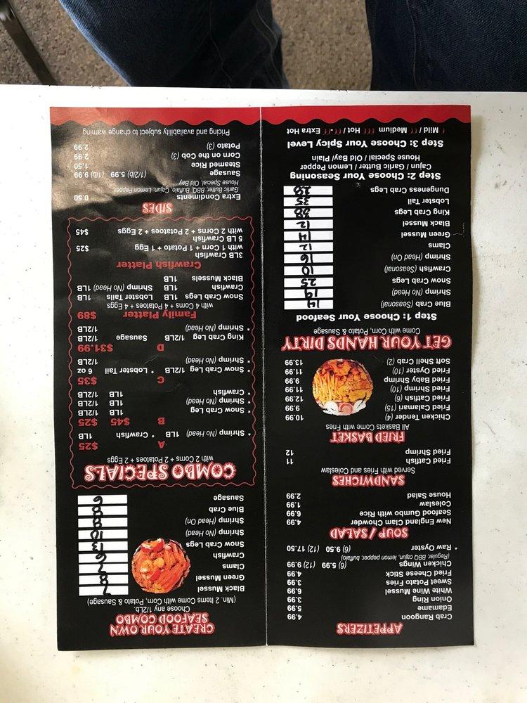 Menu at Laughing Crab - Cajun Seafood restaurant, West Des Moines
