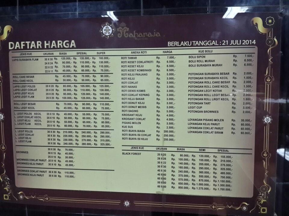 Menu at Maharani Cake desserts, Jakarta