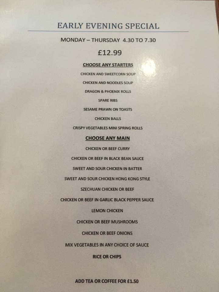 Menu at Peking Inn restaurant, Cumbernauld