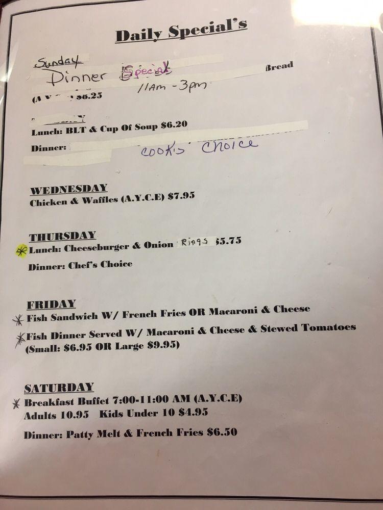 Menu at The Sticky Bun Cafe, Yeagertown, 310 S Main St G