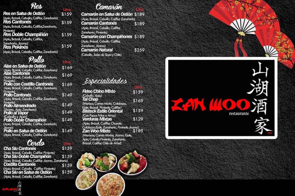 Carta del restaurante ZANWOO Comida China Tampico, Tampico