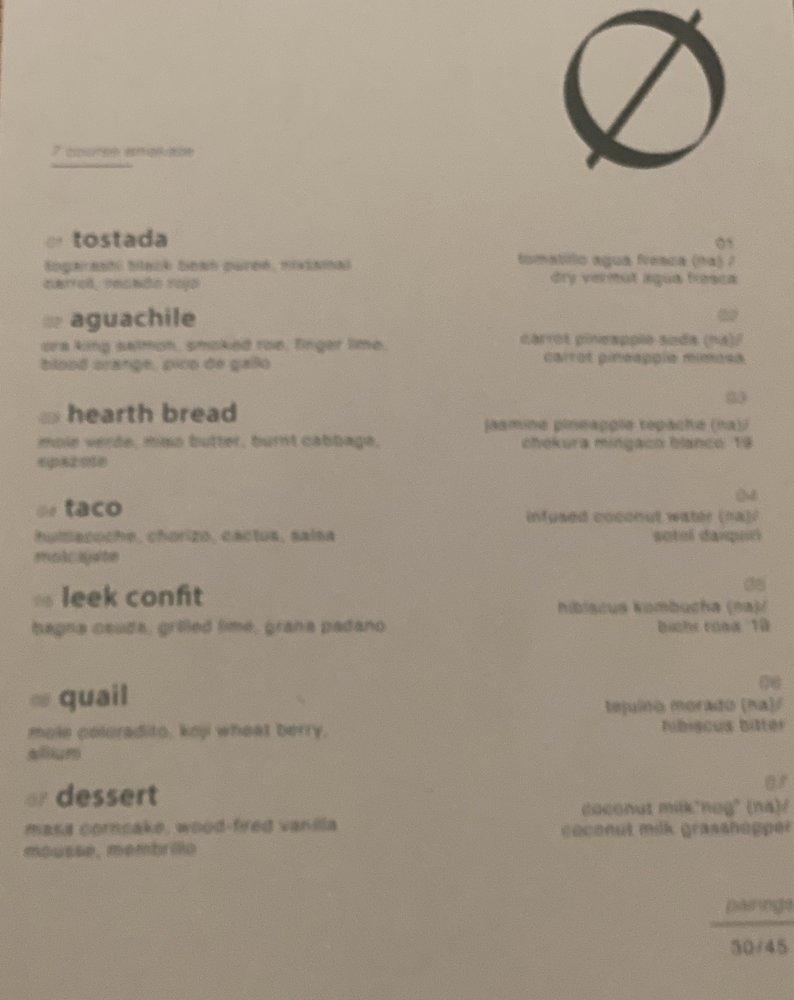 Menu at BRUTO cafe, Denver