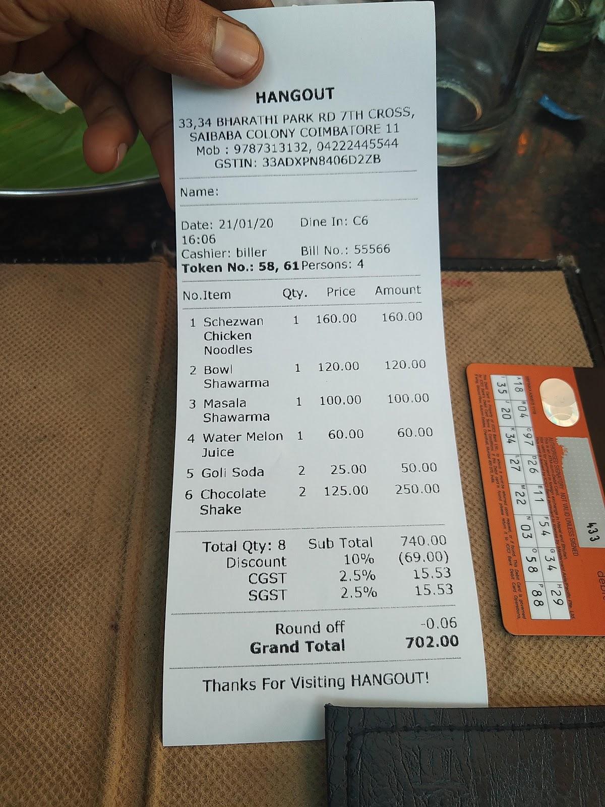 Menu at Hangout, Coimbatore, 33
