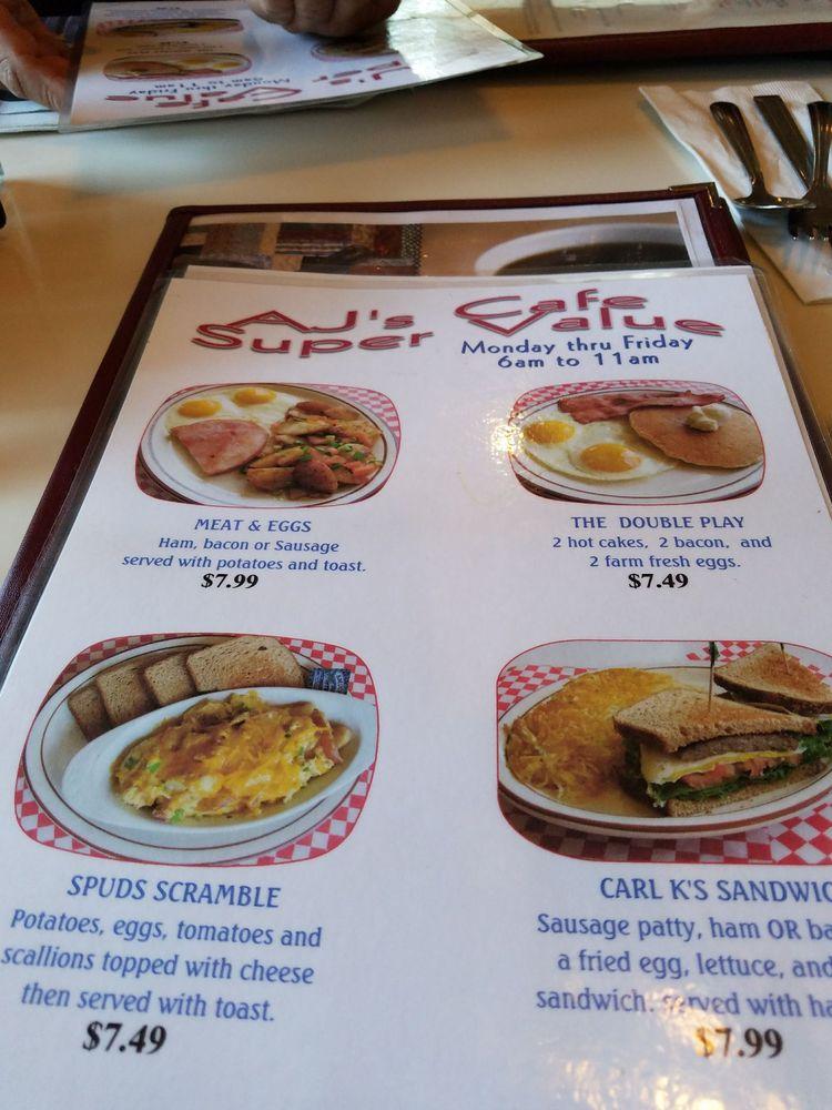 Menu at A J's Cafe & Grill, Turlock
