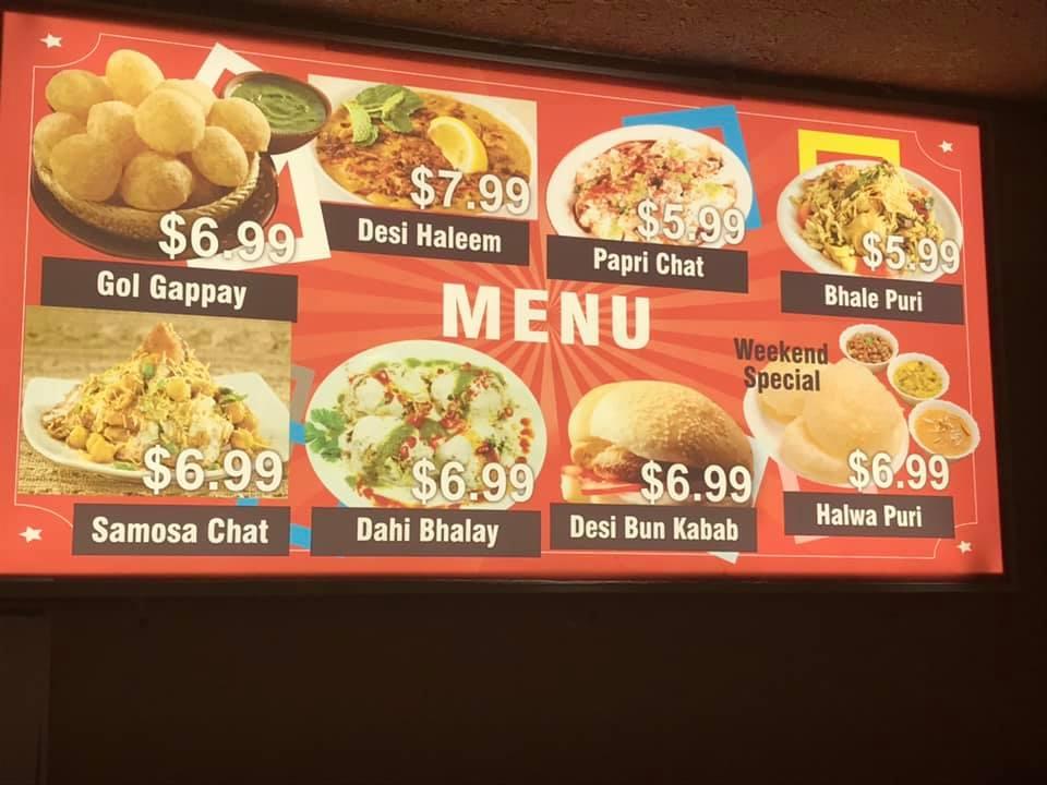 Menu au Anaya Paan and Falooda desserts, Calgary
