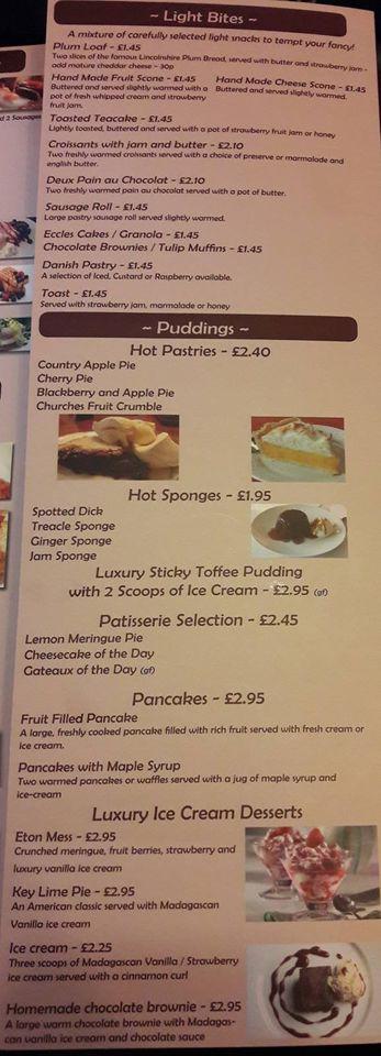 Menu at Churches Restaurant, Boston