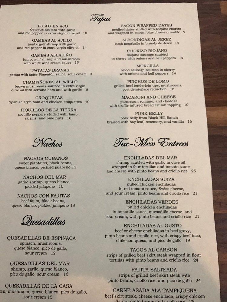 Menu at El Meson pub & bar, Houston