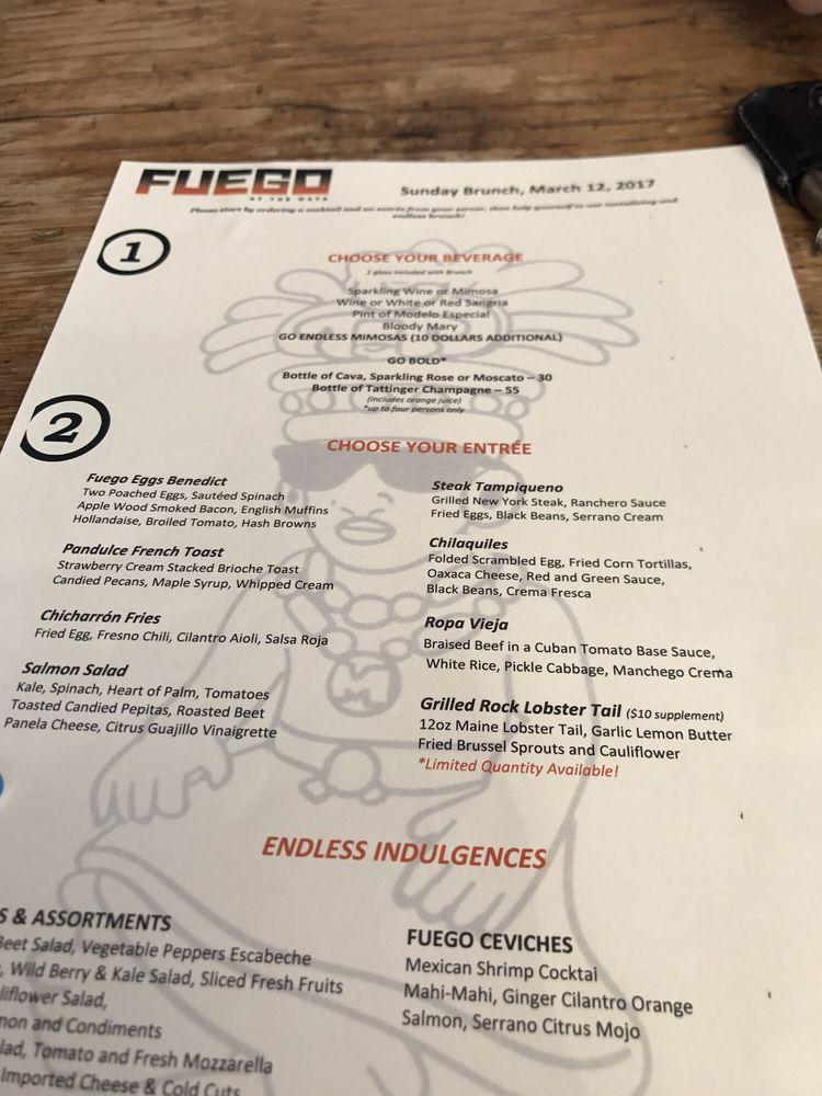 Menu at Fuego Restaurant, Long Beach