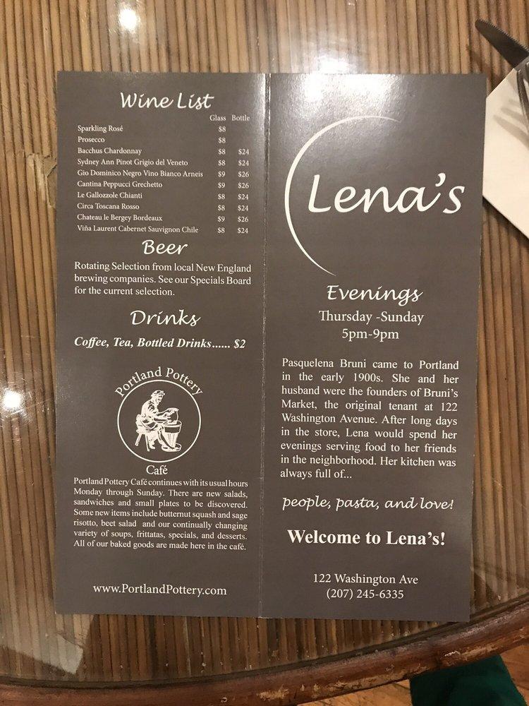 Menu at Lena's Italian Comfort restaurant, Portland
