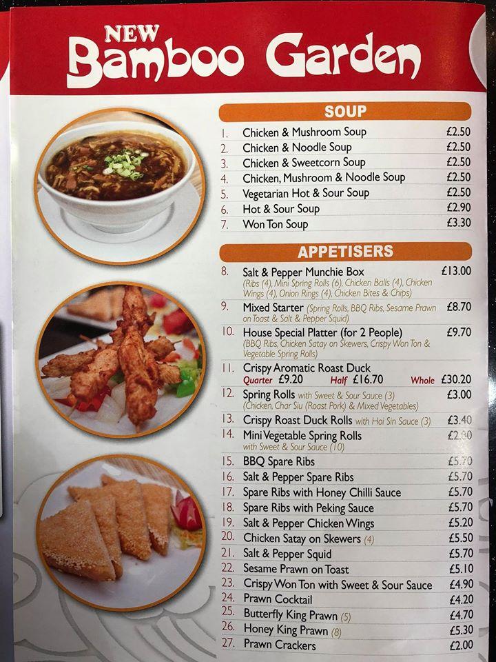 Menu at New Bamboo Garden restaurant, Alloa