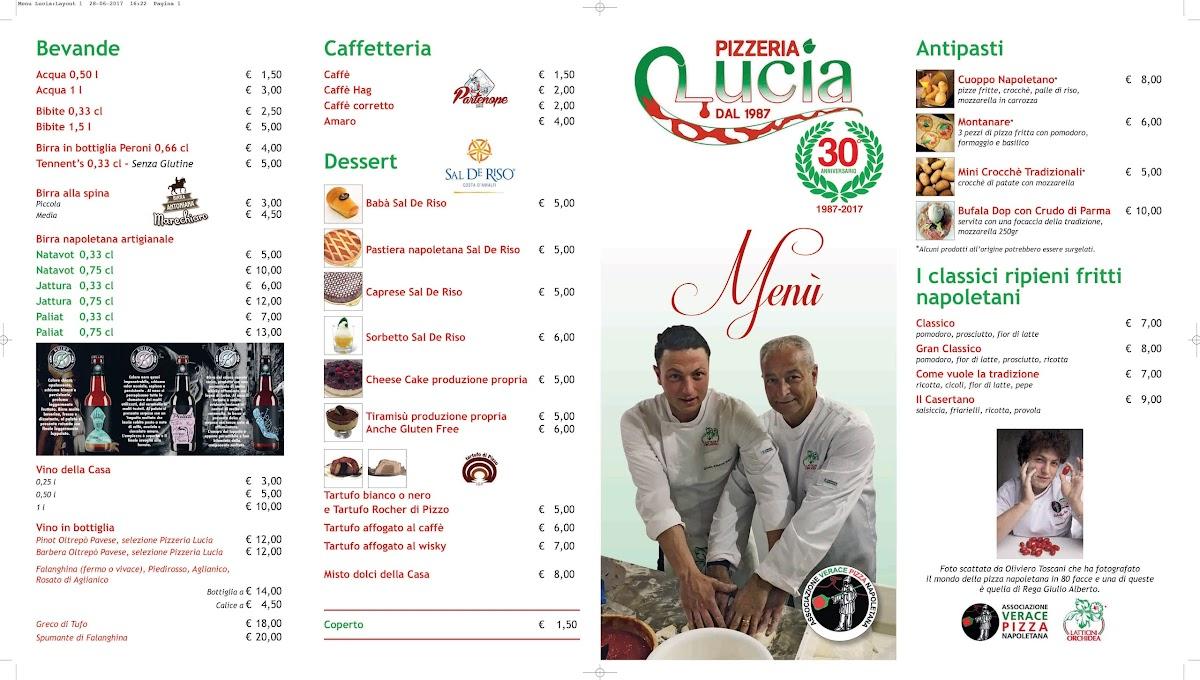 Menu da Pizzeria Lucia Dal 1987, Paullo