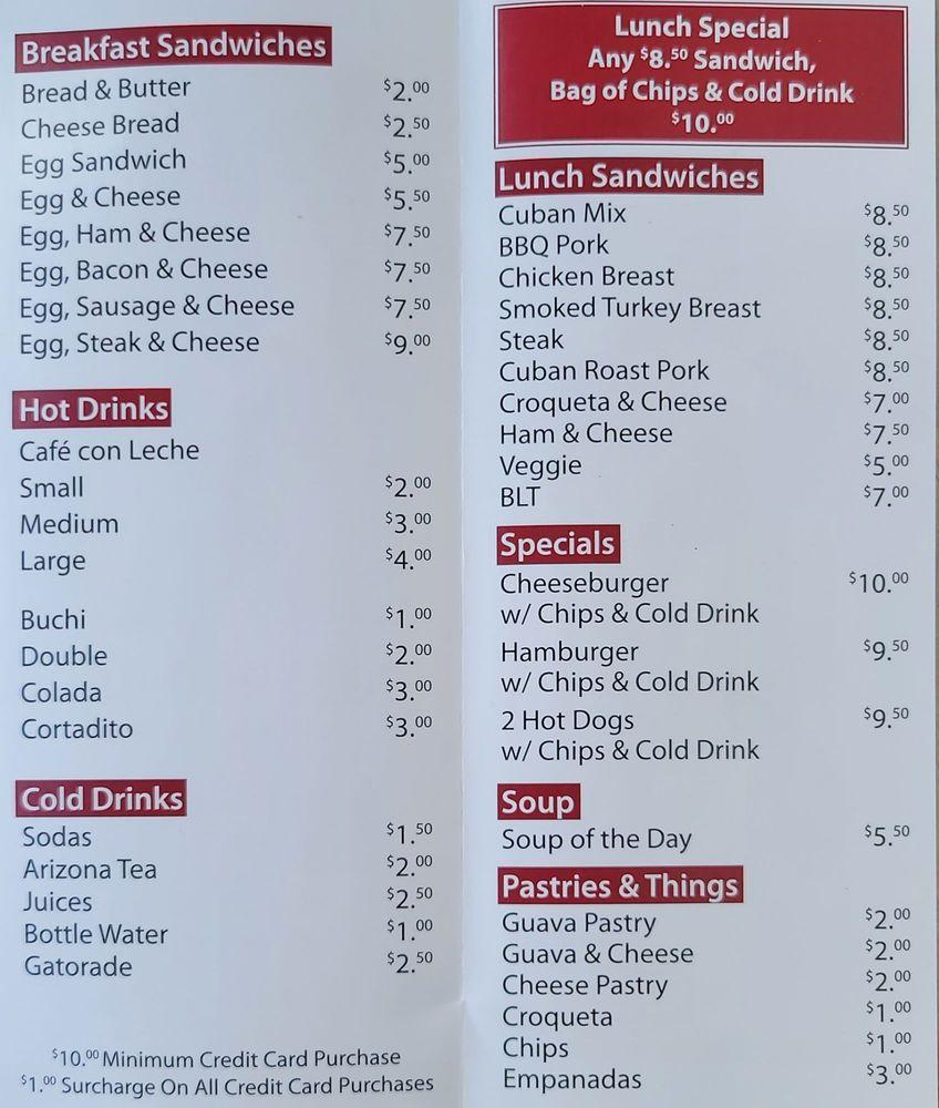 Menu at Riviera Coffee & Sandwich Shop cafe, Key West