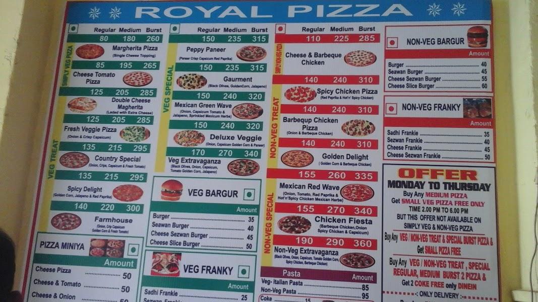 Menu at Royal Pizza, Nala Sopara