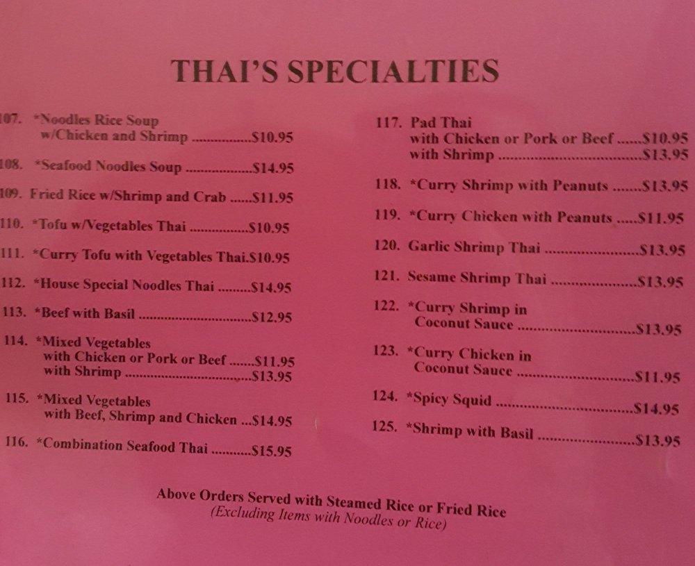 Carta de Vina Vietnamese Restaurant, Meridian