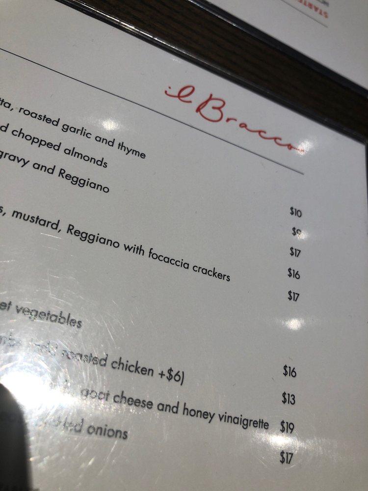 Menu at il Bracco restaurant, Dallas, Preston Center Plaza