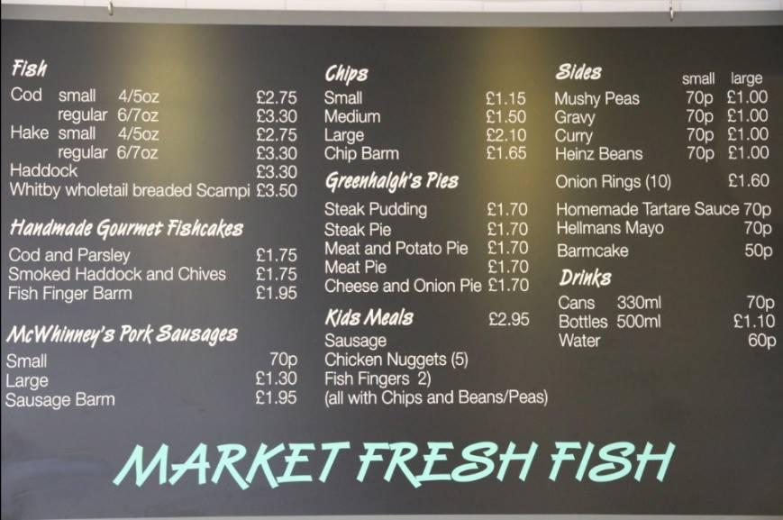 Menu at Luke's Fish & Chips restaurant, Cheadle