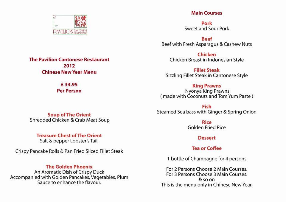 Menu at The Pavilion restaurant, Consett