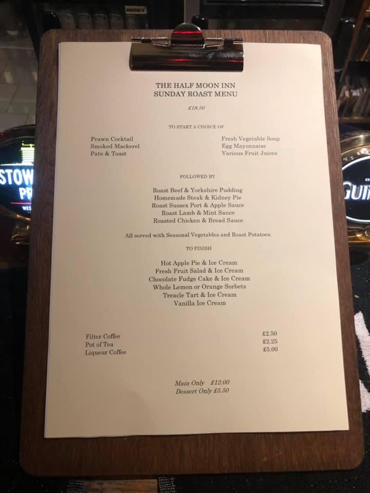 Menu at Half Moon Inn Northchapel pub & bar, Northchapel