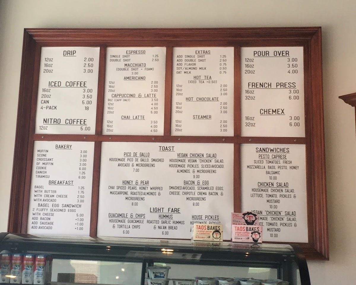 Menu at Harvest Coffee Roastery cafe, Voorhees Township