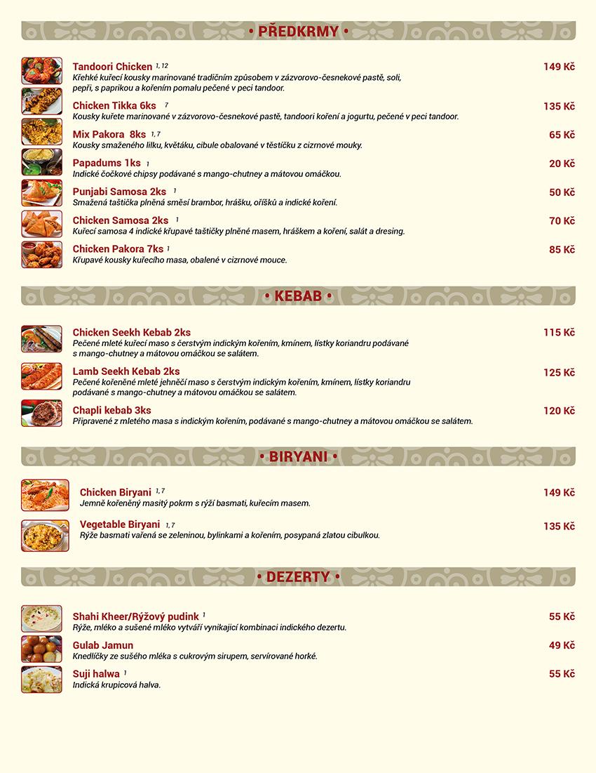 Menu at Kebab & Curry - Domácí Indická kuchyně restaurant, Prague