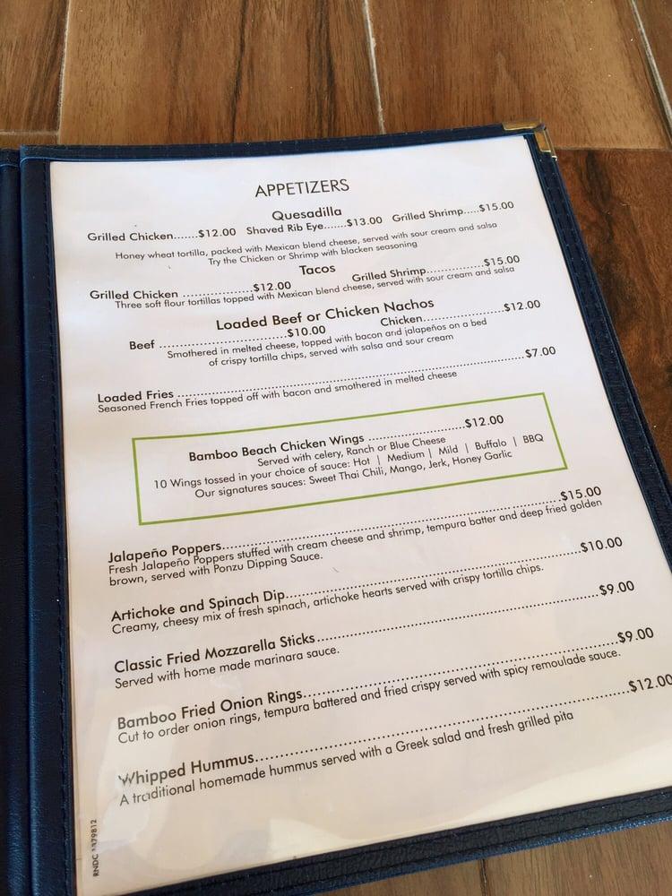 Menu at Bamboo Beach Tiki Bar & Cafe, Fort Lauderdale