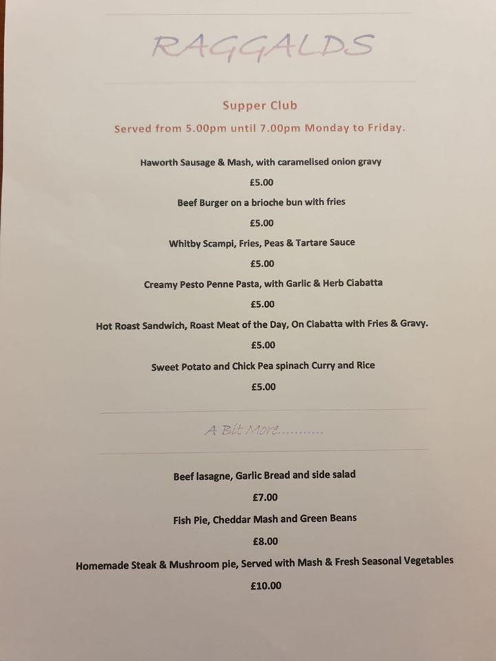 Menu at Raggalds pub & bar, Bradford, Brighouse and Denholme Rd