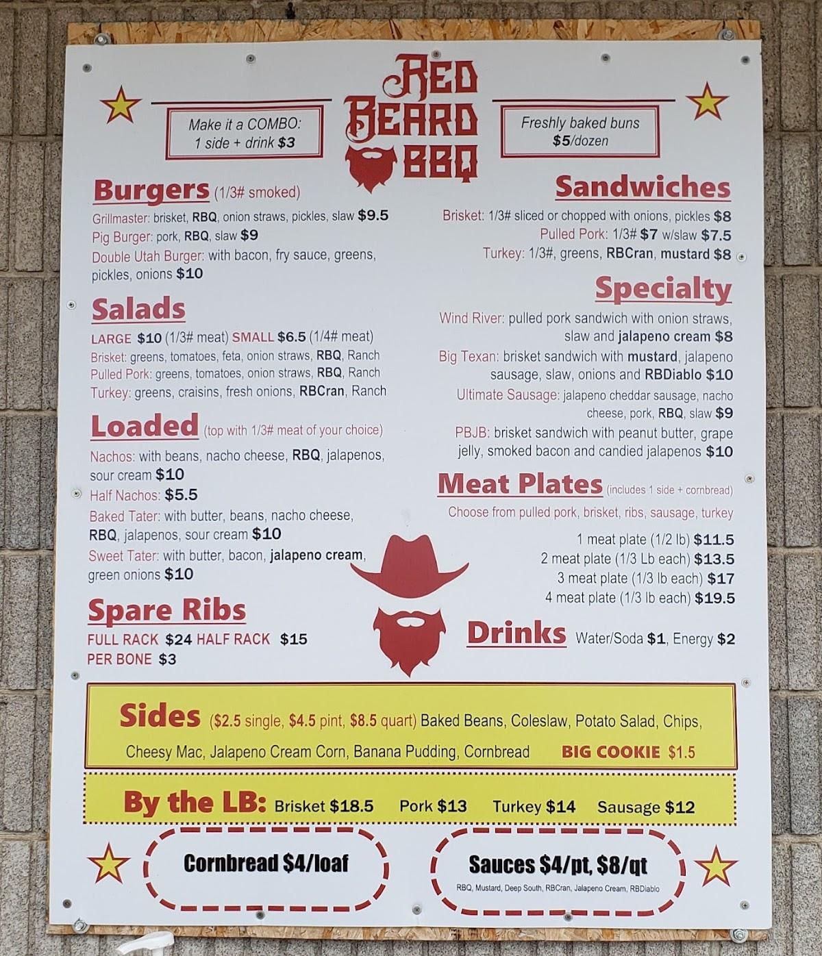 Menu at Red Beard BBQ, Clearfield
