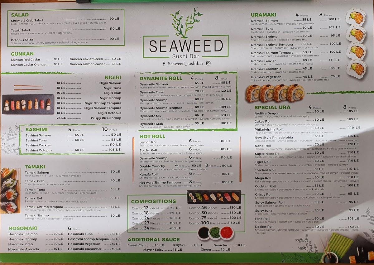 Menu at Seaweed sushi bar, Dahab