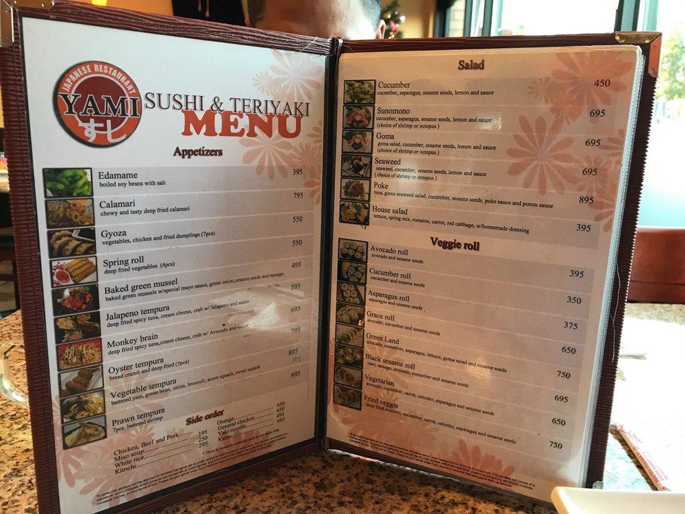 Menu at Yami Sushi & Teriyaki restaurant, Gresham, SW Highland Dr