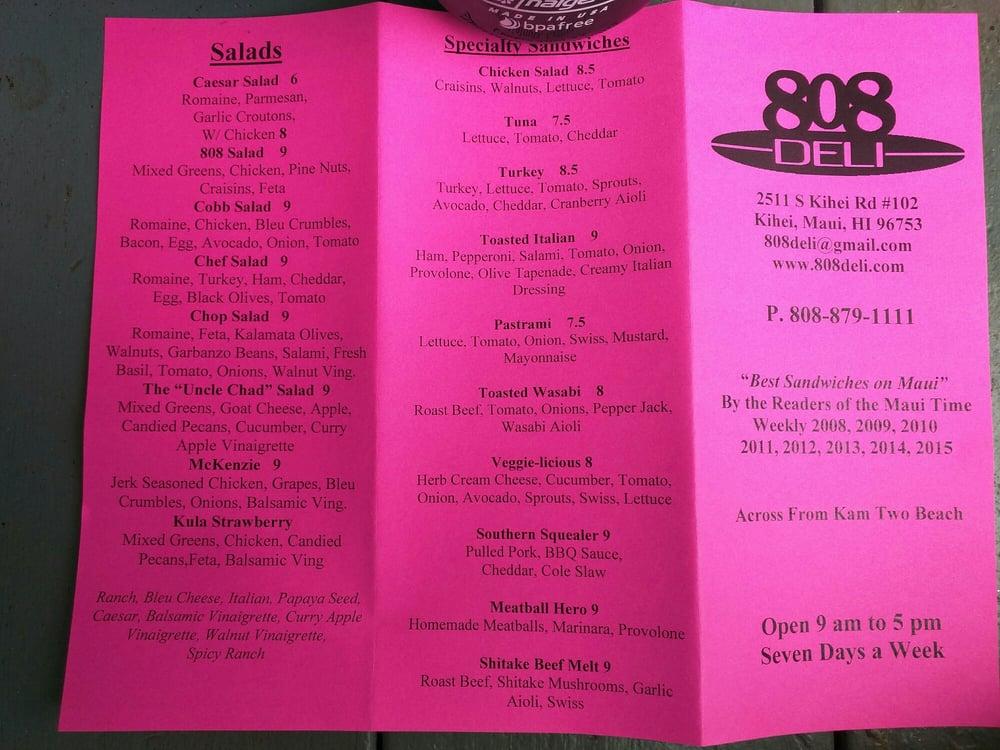 Menu at 808 Deli restaurant, Kihei