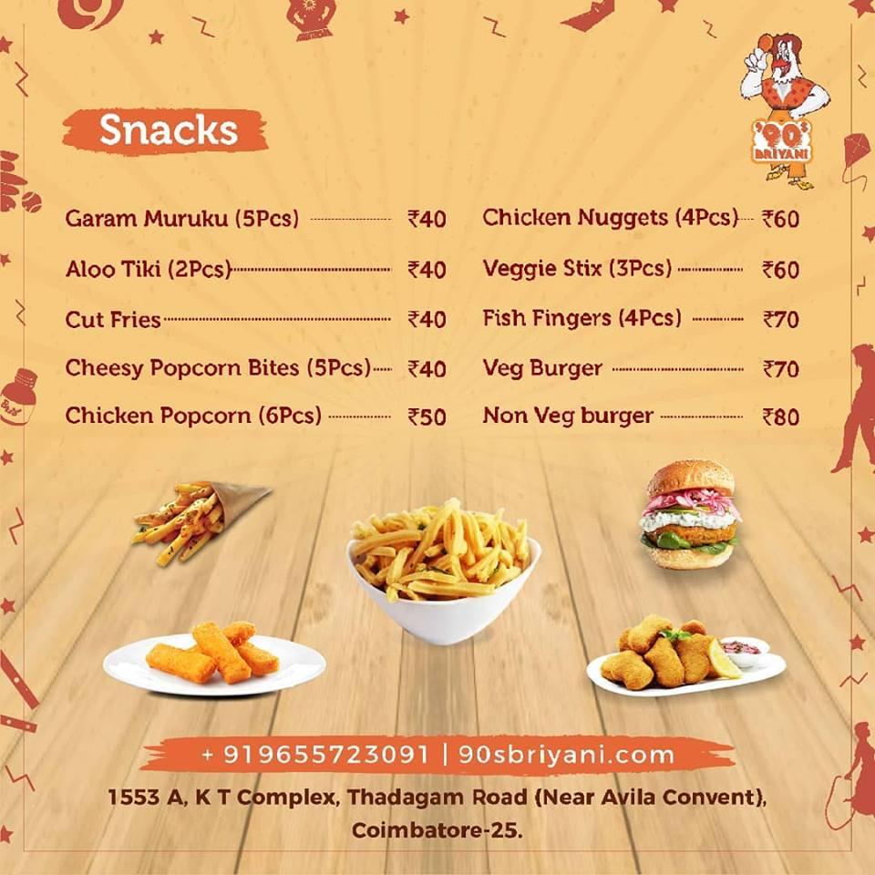 Menu at 90s Briyani, Coimbatore, A